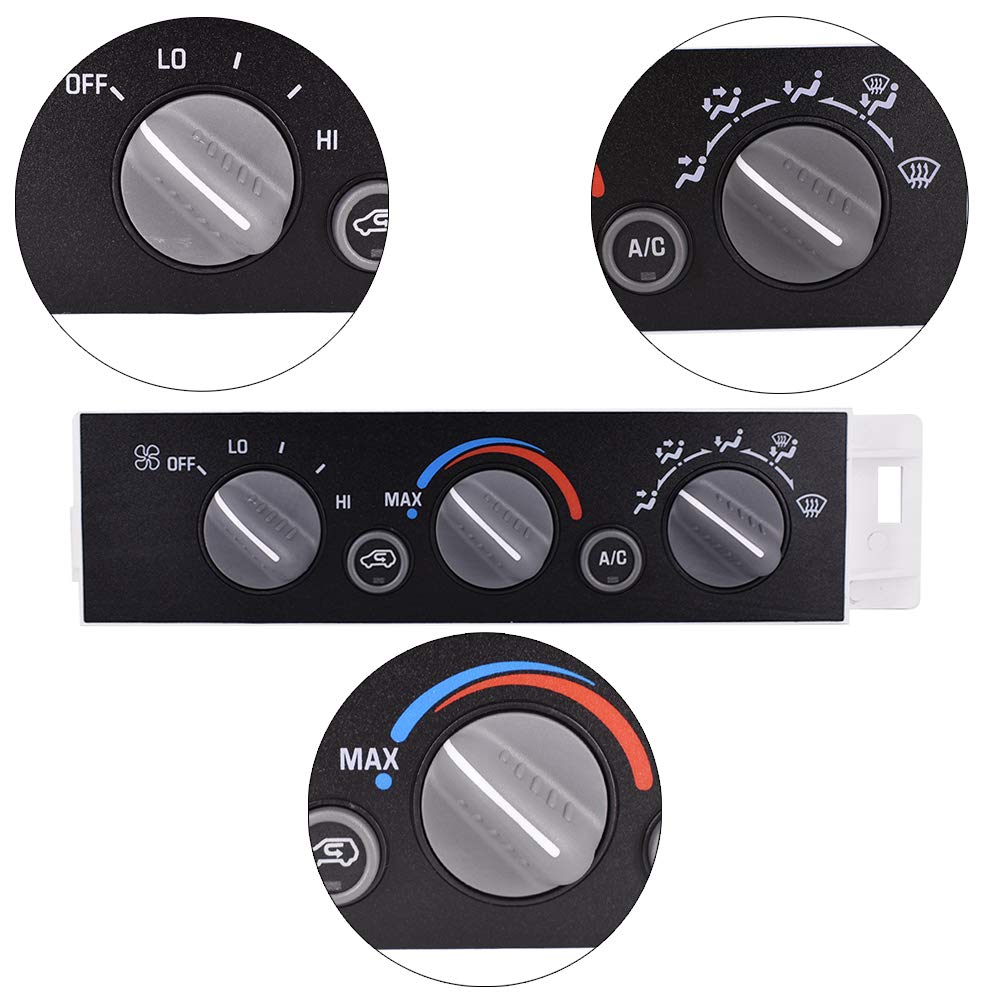 Heater A/C Control Switch Panel Module Without Rear Window Defogger Fits for 1996-2002 Chevy GMC Pickup Truck Replaces 9378815 599-007 16238895
