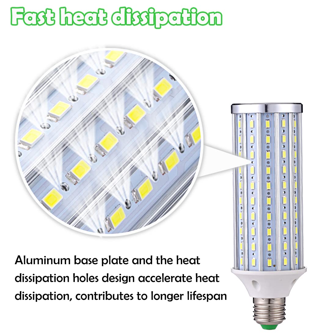 HengBo 40W LED Corn Light Bulb, 150W Equivalent E26 Medium Screw Base 6500K Daylight Non-Dimmable LED Studio Light Bulb Lamp for Garage Warehouse Factory Photography Video Studio Lighting