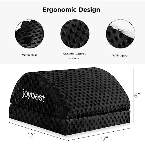 joybest Foot Rest Under Desk for Office Use, Adjustable Heights Memory Foam Foot Stool for Car, Home and Office, Footrest for Blood Circulation of Legs to Relieve Lumbar, Back, Knee Pain(Black)