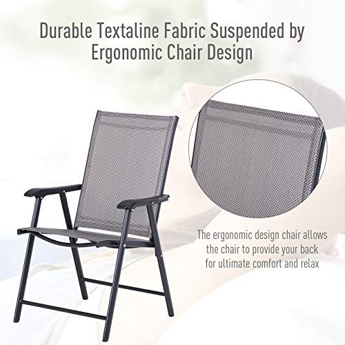 Outsunny Folding Outdoor Patio Chairs Set of 2 Stackable Portable for Deck, Garden, Camping and Travel