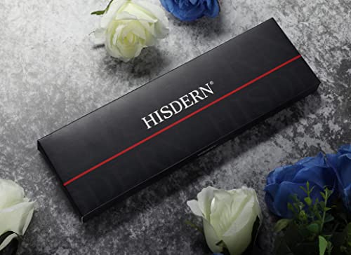 HISDERN Mens Black Bow Ties Floral Paisley Self Bow Ties for Men Formal Woven Silk Pocket Square Set with Gift Box for wedding