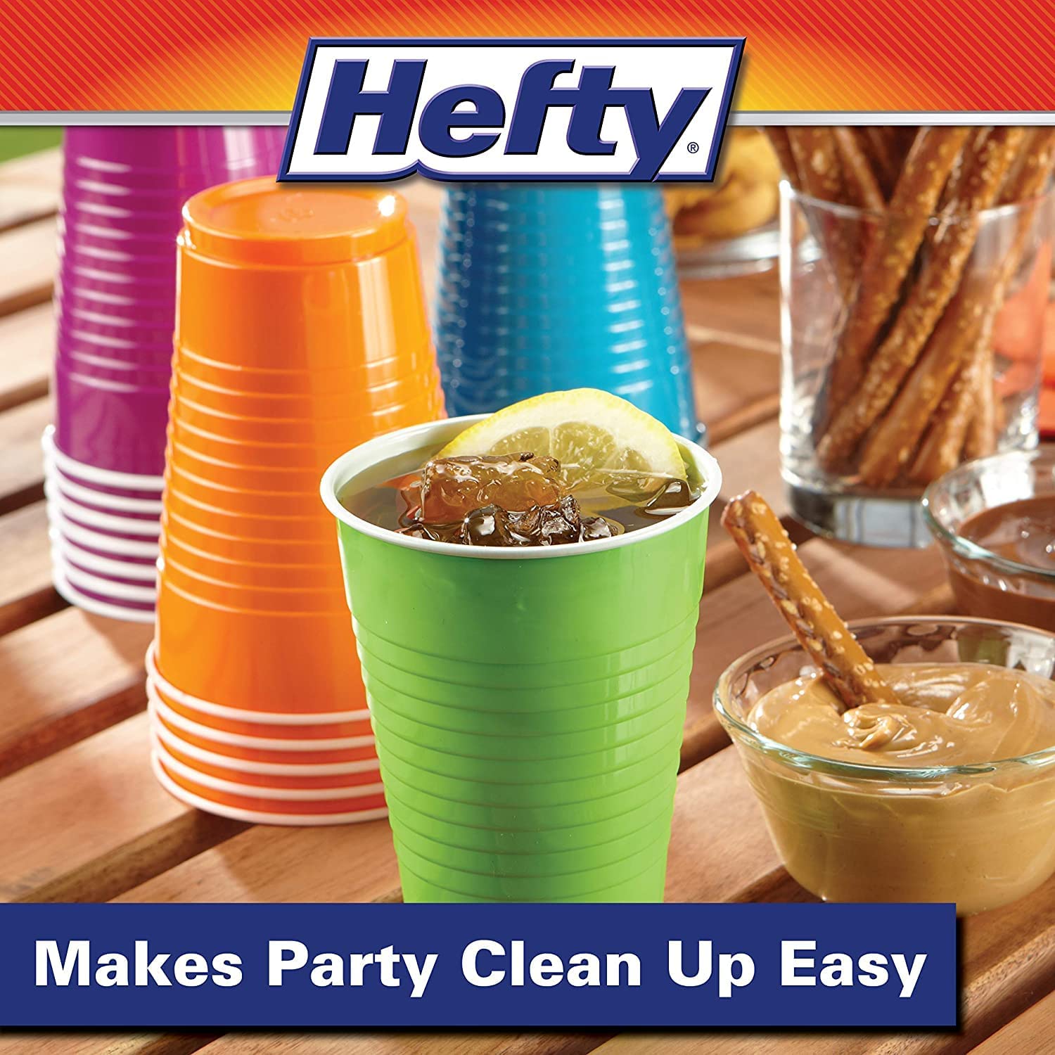 Hefty Party Cup Variety Pack, Disposable Plastic Party Cups, Easy Grip & Durable, Assorted Color Cup Variety Pack, 16-Ounce Cups, 100 CT Per Pack (Pack of 1)