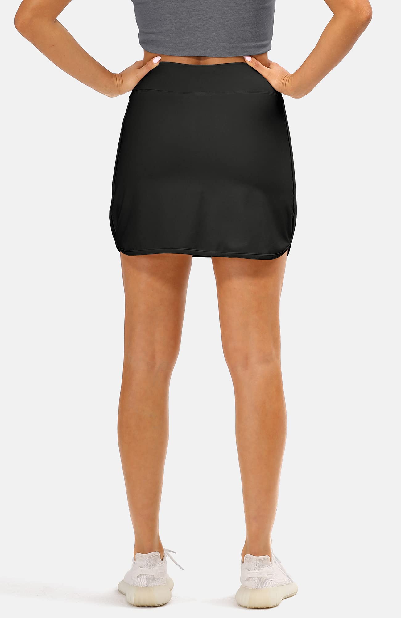 icyzone Tennis Skirts for Women with Pockets Shorts, Golf Athletic Workout Exercise Skorts (Black, Large)