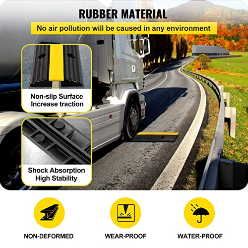 Happybuy 4 Pack of 1-Channel Rubber Cable Protector Ramps Heavy Duty 18000Lbs Load Capacity Cable Wire Cord Cover Ramp Speed Bump Driveway Hose Cable Ramp Protective Cover