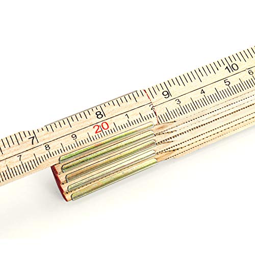 QWORK Folding Wood Rule, 6 FT 6 Inch Foldable Ruler with US and Metric Measurements for Carpenters