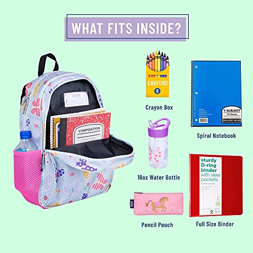 Wildkin 15 Inch Kids Backpack Bundle with Lunch Bag (Butterfly Garden)