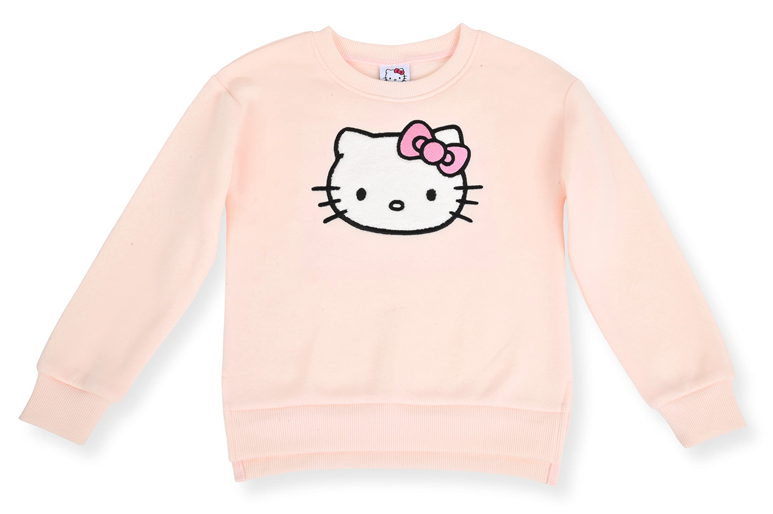 Hello Kitty Girls Jogger Set 2 Piece Fleece Crew Neck Sweatshirt and Jogger Sweatpants (Light Pink, 5/6)
