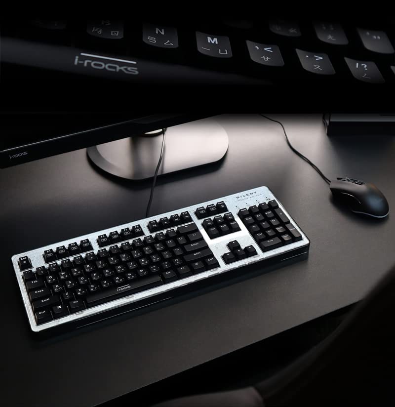 i-rocks K76M Custom Silent Mechanical Keyboard 104 Keys, with Swappable Panel (4 Skins Included), Transparent Housing and Onboard Memory for Macro Recordings (i-rocks Silent Brown Switches, Pink)