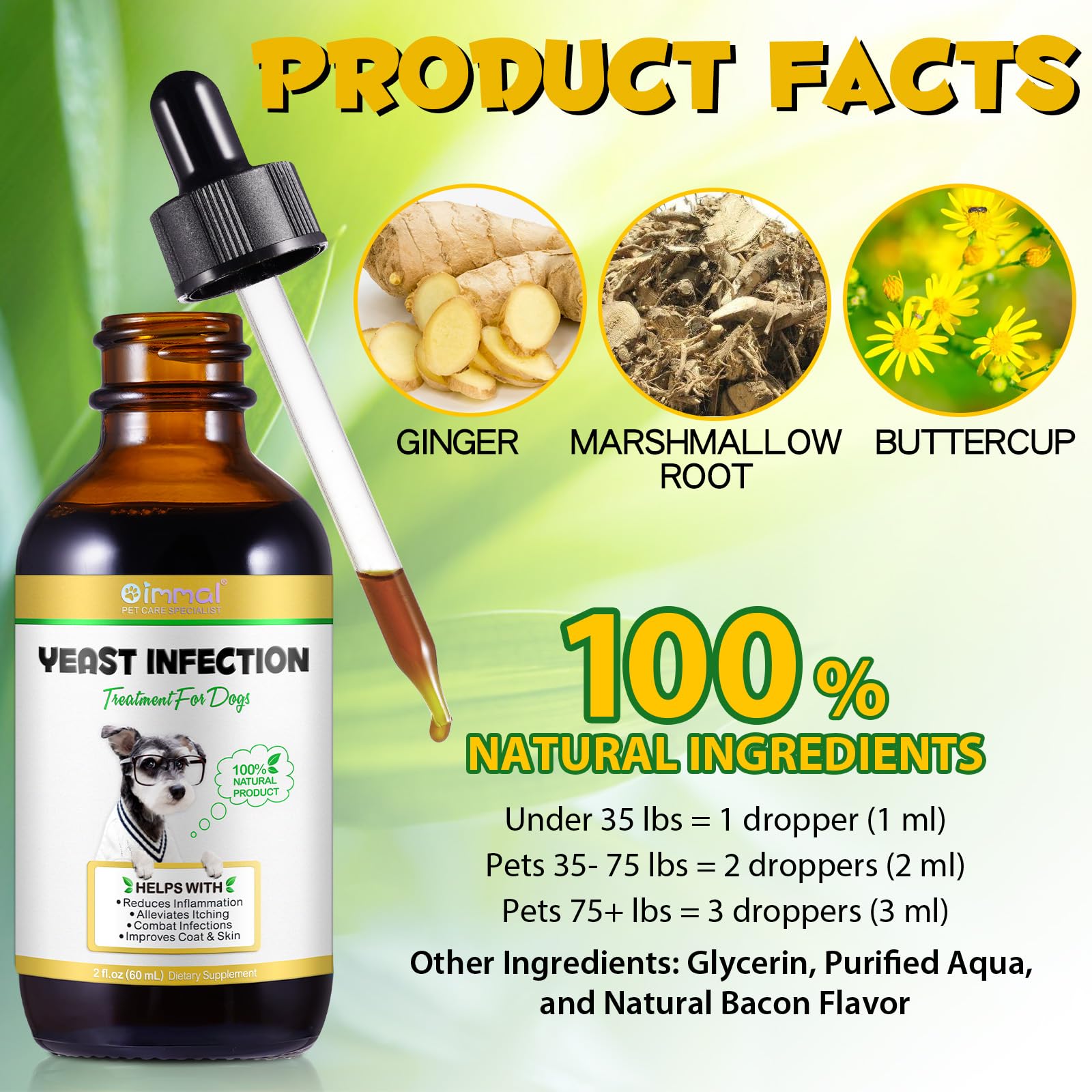 Yeast Infection Treatment for Dogs, Dog Ear Infection Treatment Supports Healthy Itch Relief, Inflammation Relief, Allergy Relief & More 2 oz