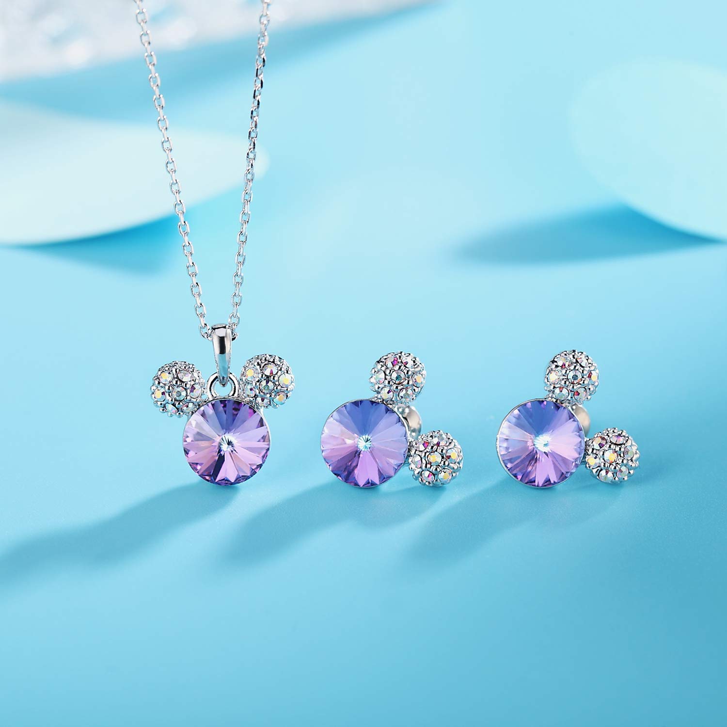 HERAYLI Mouse Stud Earrings for Girls/Women, Sparkling crystal Lovely Earrings Jewelry Gift