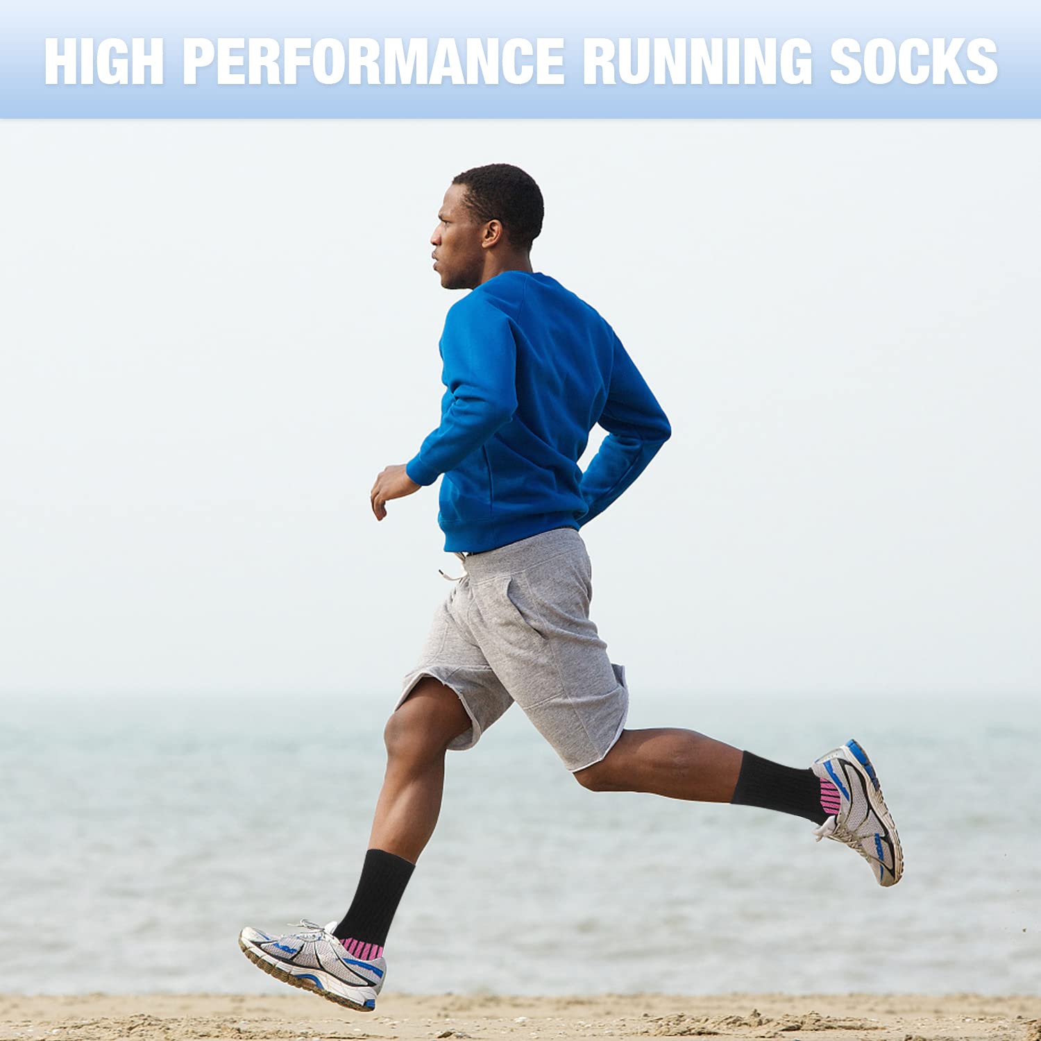 Iseasoo Compression Socks for Women & Men Circulation - Plantar Fasciitis Crew Socks Best Support for Athletic Running Cycling(S/M