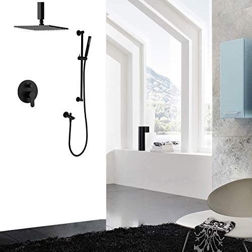 Handheld Shower Head Kit Wall-Mounted Concealed Bathroom Black Shower Set Bathroom Showerheads