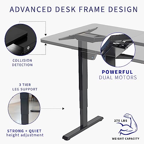 VIVO Electric Height Adjustable 71 x 30 inch Memory Stand Up Desk, Rustic Vintage Brown Table Top, Black Dual Motor Frame, Touch Screen Preset Controller, 2B Series, DESK-KIT-2B7N