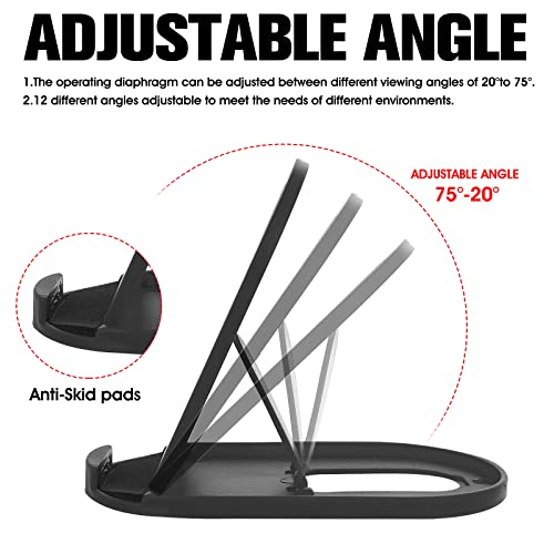 TIESOME 6 Pcs Foldable Phone Holder, Universal Oval Shaped Adjustable Mobile Phone Holder Portable Multi-Angle Desktop Holder Compatible with Tablets Smartphones (3 Black,3 White)