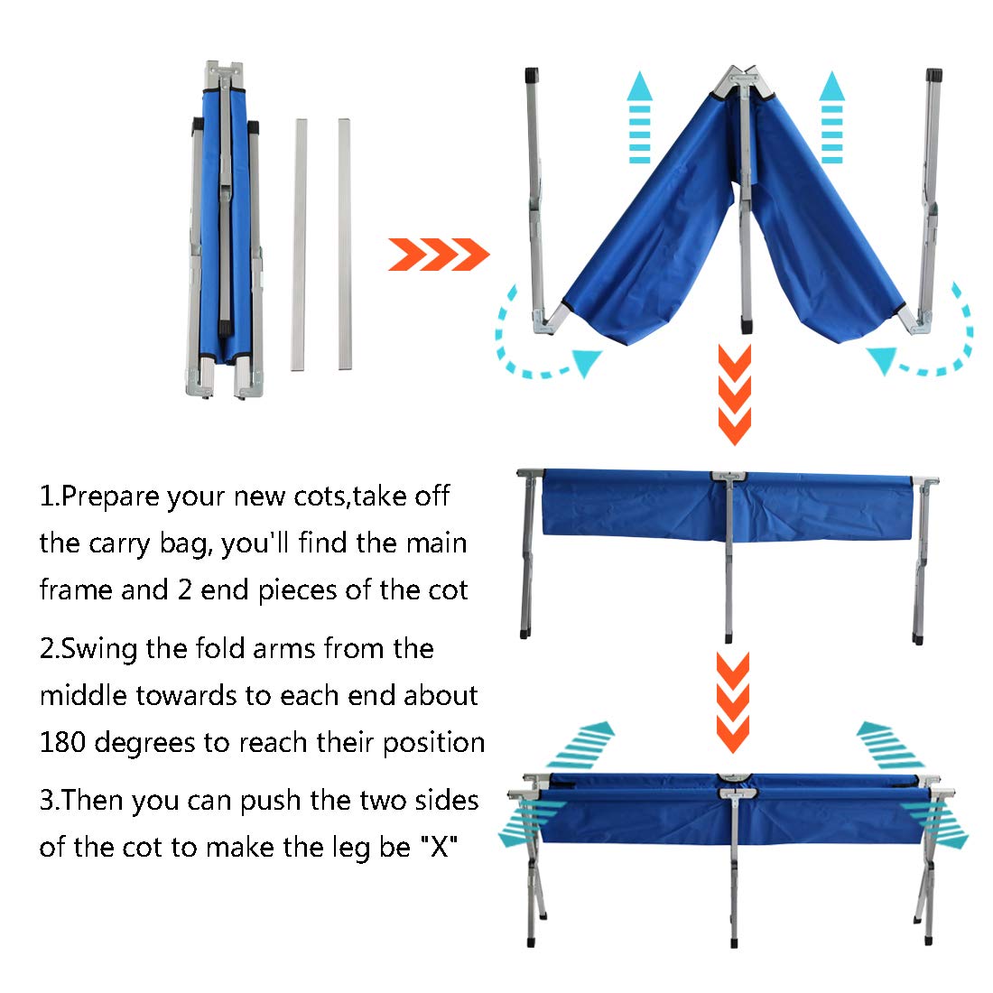 Homevibes Folding Lightweight Bed & Portable Camping Cot with Carry Bag for Adults Hiking Hunting Traveling, Camping Bed,Blue