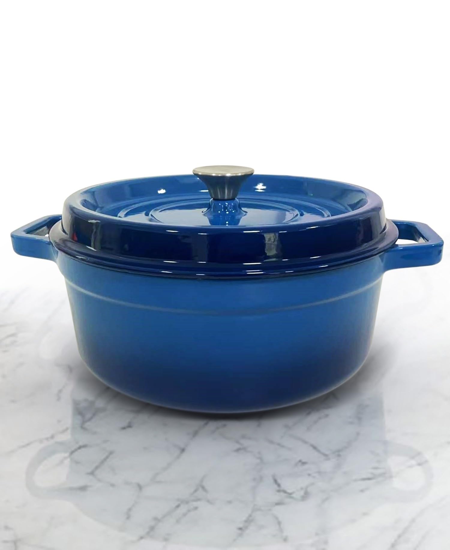 SPROS 6.4-Quart Enameled Cast Iron Dutch Pot with Lid and Dual Handles, Gas, Electric Safe; ceramic, induction and oven-safe up to 500°F - Blue