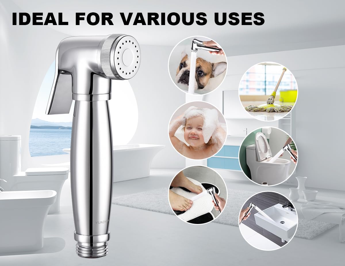 YUNZHIZHAO Powerful Handheld Bidet Sprayer for Toilet/Bathroom, Multi-Purpose Spray with Complete Premium Accessories