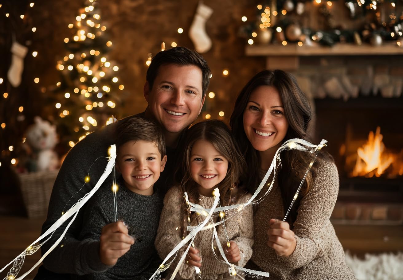 Wedding Sparklers Send Off,Wedding Streamers Light Up Fairy Wands White Glow Sticks with Bells for Reception Birthday Led Dark Party Wedding Church Exit Prop Recessional