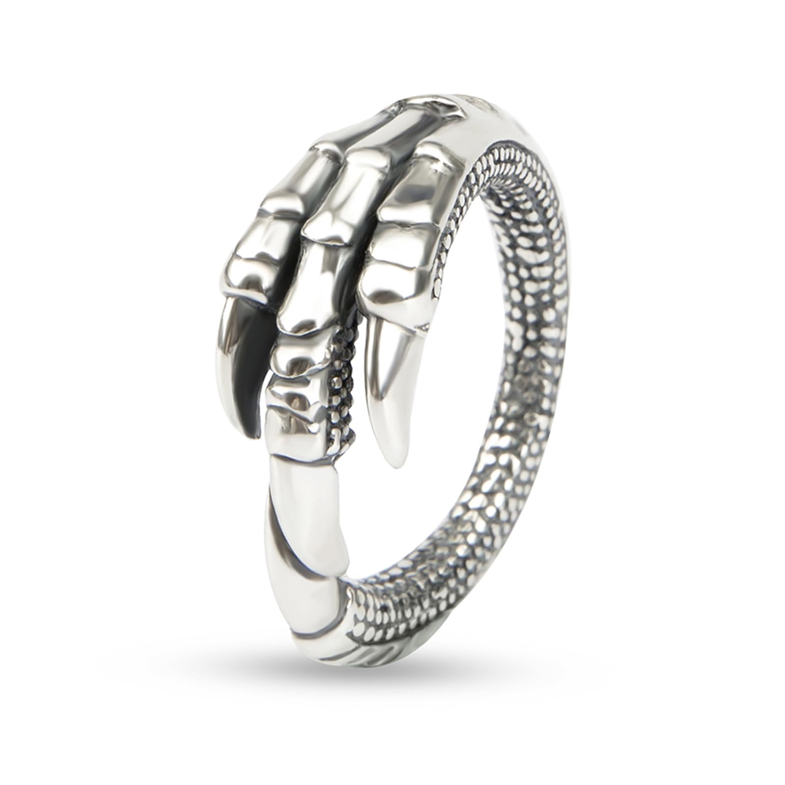 JadeAngel Dragon Claw Ring, Vintage 925 Sterling Silver Dragon Ring for Women Men Adjustable Rings Size 6 to 8.5 (Silver)