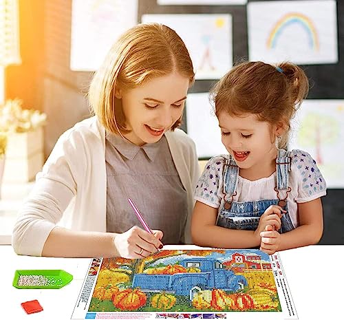 Thanksgiving Fall Diamond Painting Kits for Adults - 6 Pack Fall Pumpkin Truck Gnome Diamond Art Kits 5D Paintings with Diamond Dots Full Drill Round Gem Art,for DIY Gift and Home Decor12x16inch