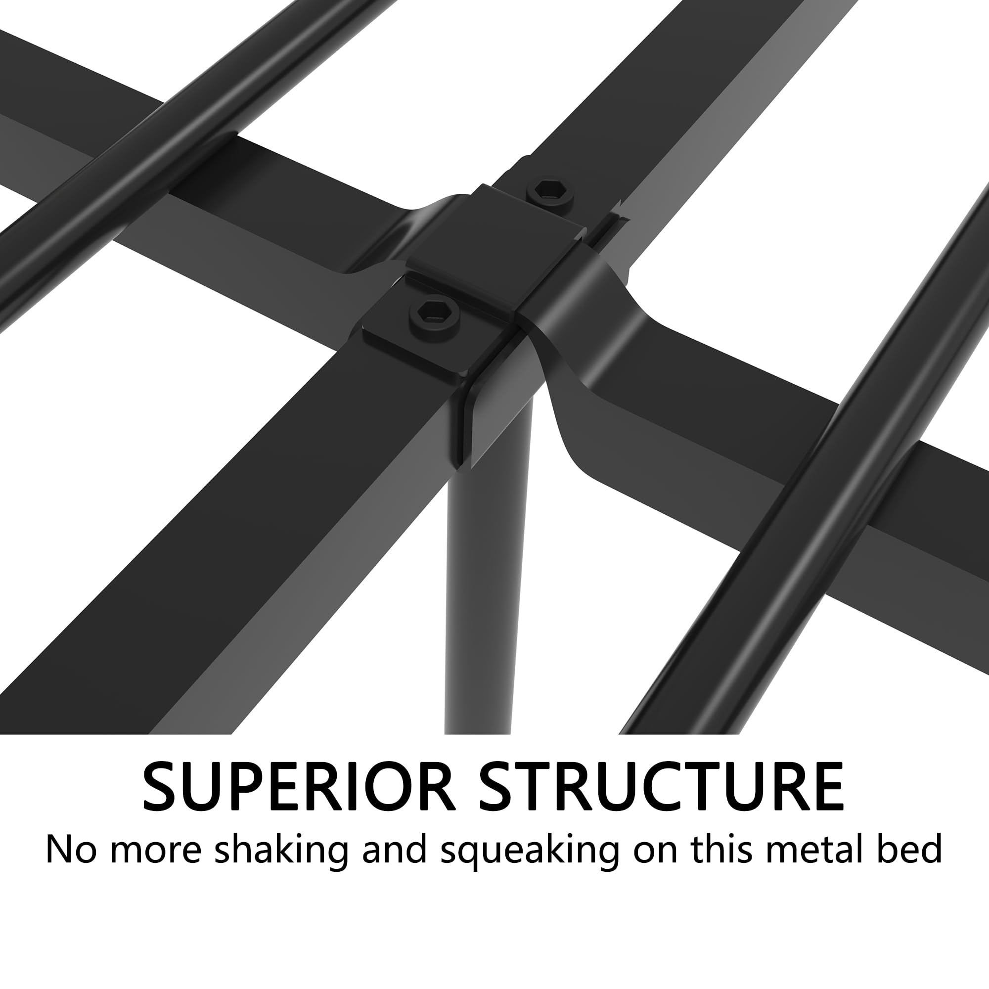 Haplized Ola Metal Bed Frame, Modern Full Size Platform Bed Frame with Storage Space, Black with Gold Detail, No Box Spring Needed, Perfect for Dorm, Bedroom, Guest Room (White)