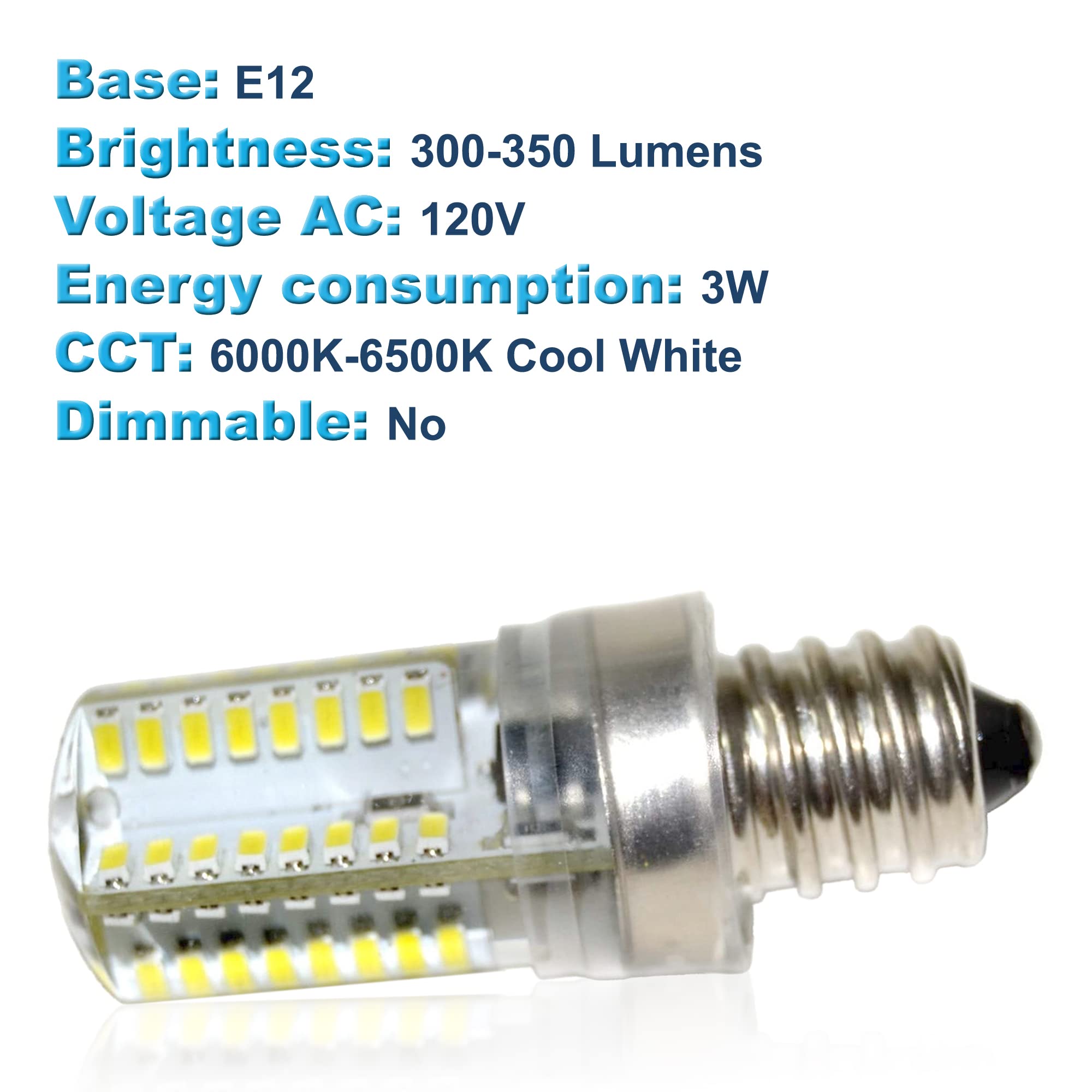 HQRP 7/16" 110V LED Light Bulb Cool White Compatible with Brother LS-2125 / LS-2125b / LS-2125i / LS-2129 / LS-2130 / LS-2150 / LS-2160 Sewing Machine