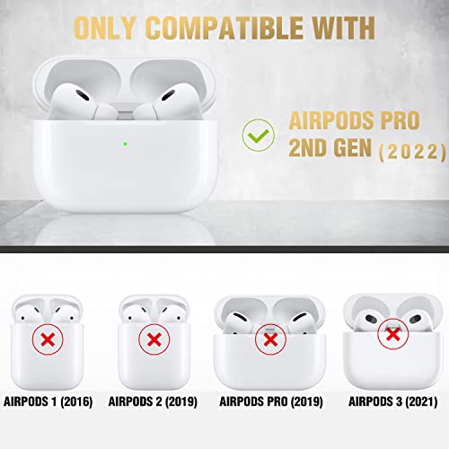 Winproo Airpods Pro 2 Case Cover with Side Lock, Military Airpods Pro 2nd Generation Case Hard Shell Full-Body Shockproof Protective Airpods Pro Skin with Keychain [Black]
