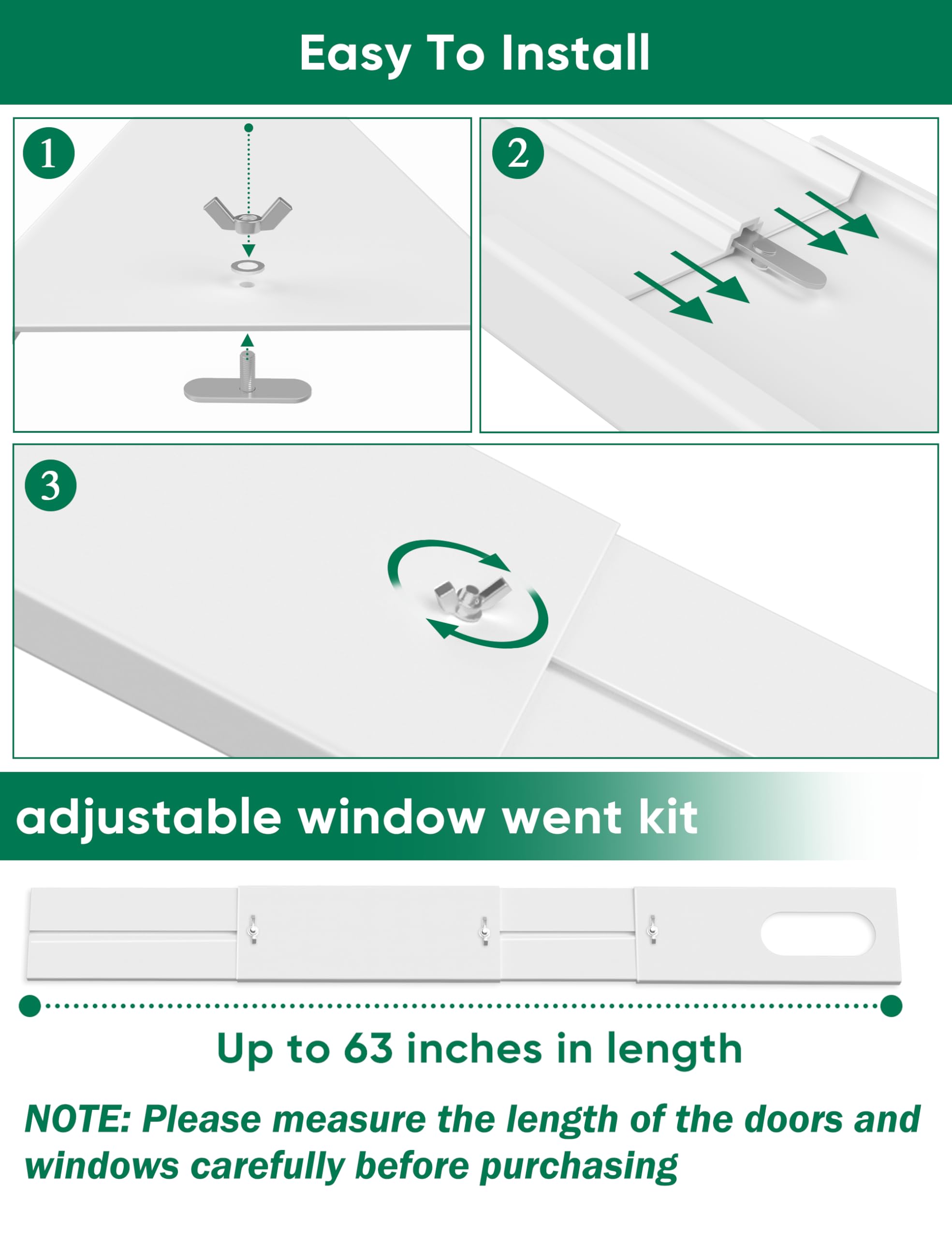 Plusluck Portable Air Conditioner Window Vent Kit, 10Pcs with 4 Slide Seal Plates & 5.9 Exhaust Hose, Adjustable Portable AC Window Kit for Ducting Universal for Sliding Horizontal & Vertical Windows