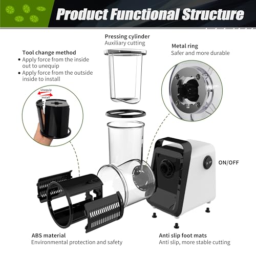 Handy Electric Vegetable Cutter Food Slicer Cheese Grater Kitchen Gadget,5 Usefull Functions like slices,wavy slices,grates,and shreds to be a Great prep tool for your cooking or Salad Maker