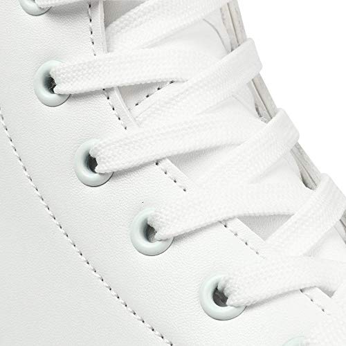 Women's Roller Skates PU Leather High-top Roller Skates Four-Wheel Roller Skates Shiny Roller Skates for Girls (38, White Flash Wheel)