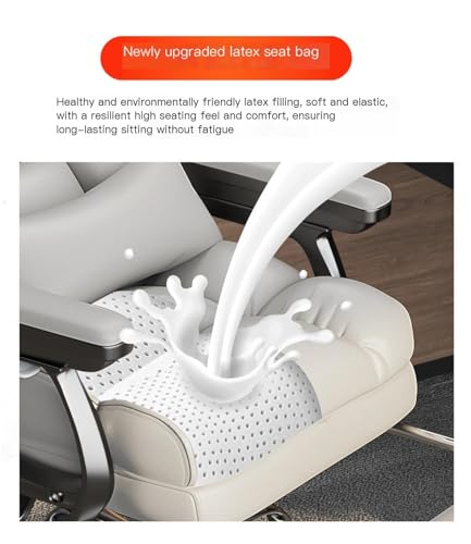 Home Office Desk Chairs, Swivel Chair Leather Comfortable Latex Cushion Ergonomic Business Computer Office Gaming Lift Swivel Chair (Color : White)
