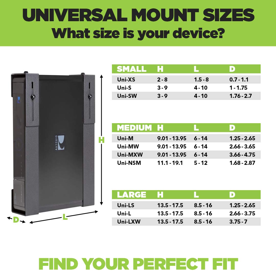 HIDEit Mounts Uni-L Mount - Patented in 2015, Made in USA - Steel Adjustable Large Wall Mount, Hide Your Cable TV Box, Satellite Receivers, DVRs, NVRs, Set-Top Boxes and Other A/V Equipment