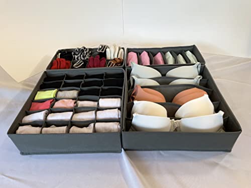 Underwear Organizers for Drawers, 4 piece set. Bra, socks, belts