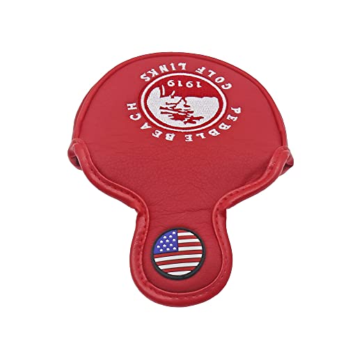 HISTAR Pebble Beach Magnetic Closure Golf Small Mallet Shaped Putter Cover for Scotty Cameron (Red)