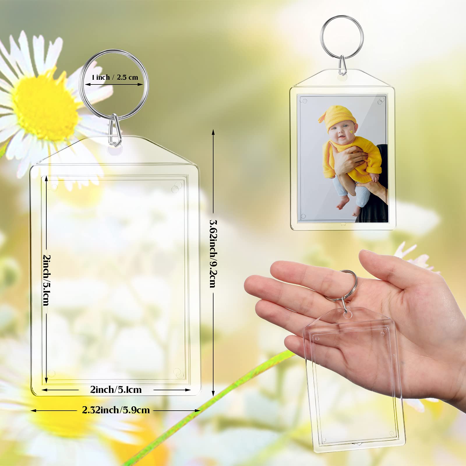 Hicarer Acrylic Photo Insert Keychain Picture Acrylic Blank Custom Personalised Photo Insert Blank, 2 x 3 Inch(30 Pieces)