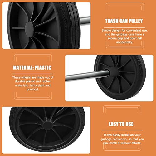 Yardwe Trash Can Wheels,1Set of Garbage Bin Wheels with Hollow Shaft arbage Bin Wheel Wastebasket Pulley Wheel Replacement Parts