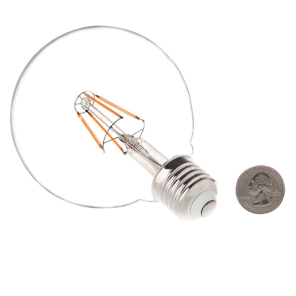 HERO-LED G30-DS-4W-WW27 Dimmable G30 E26/E27 4W Edison Globe Style LED Vintage Antique Filament Bulb, 40W Equivalent, Warm White 2700K, 4-Pack