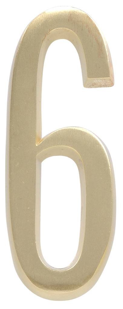 Hillman 843356 Distinctions Address Plaque Number 6 Six Self Adhesive Sign, Brushed Brass Metal, 4x3.5 Inches 1-Sign