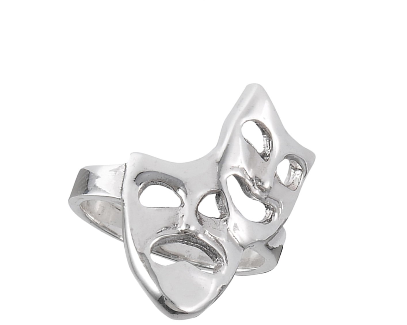 Happy Sad Comedy Tragedy Mask Face Ring New .925 Sterling Silver Band Size 8