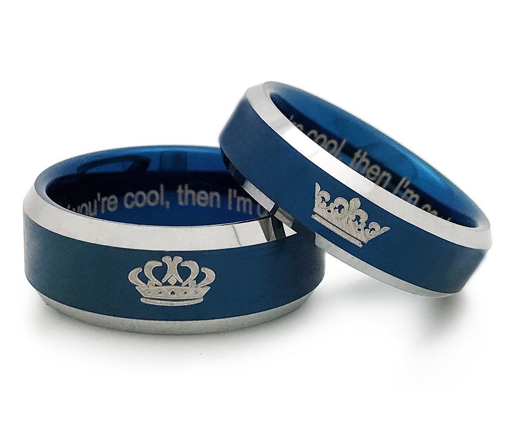 His and Hers Tungsten Wedding Rings, King and Queen Rings, Couples Ring Set, Anniversary Rings (with Inside Engraving)