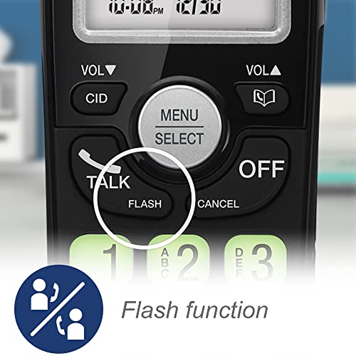 VTech VG101-11 DECT 6.0 Cordless Phone for Home, Blue-White Backlit Display & Big Buttons, Full Duplex Speakerphone, Caller ID/Call Waiting, Easy Wall Mount, Reliable 1000 ft Range (Black)