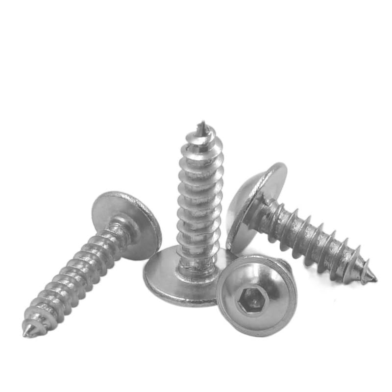 Hexagon Socket Screws 10pcs 304 Stainless Steel Pan Head Hexagon Socket Pad Self-Tapping Screws with Round Head Hexagon Socket Pad (Size : M5*12)