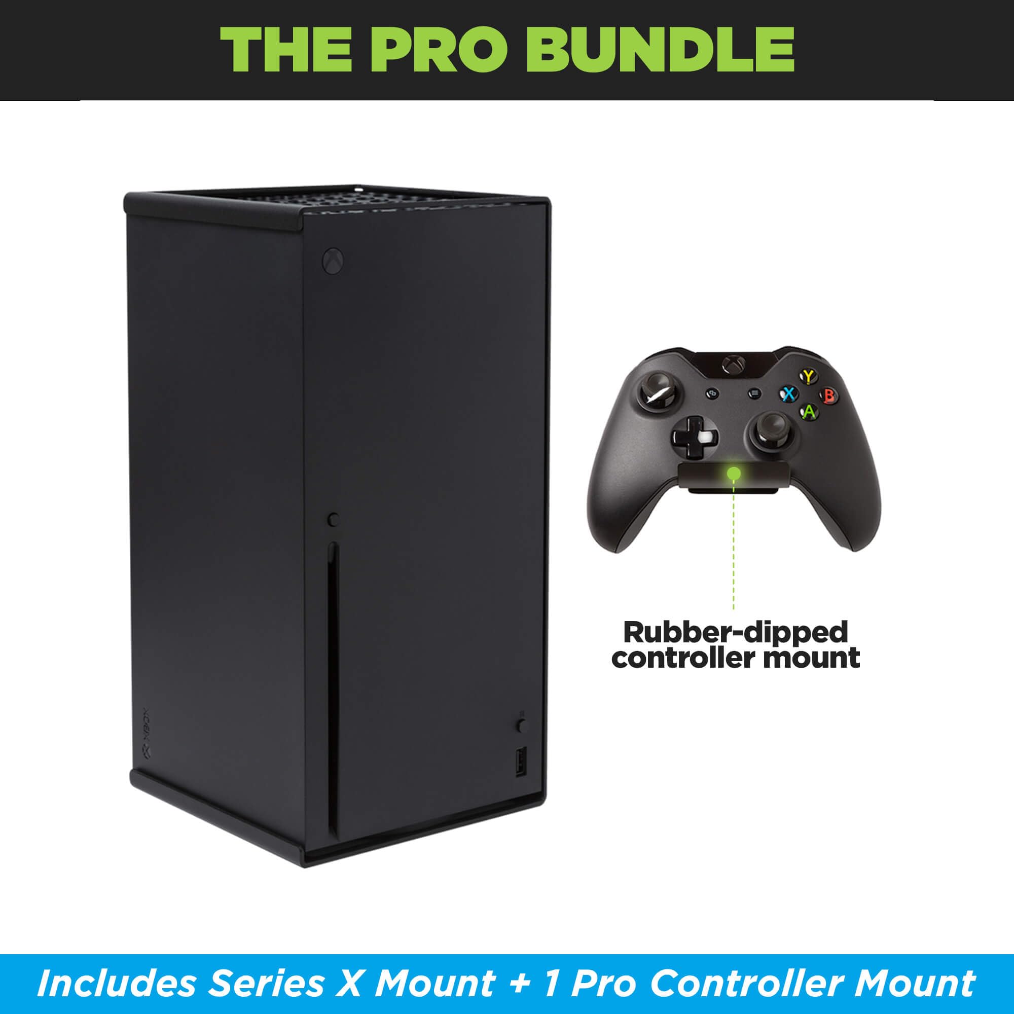 HIDEit Mounts for Xbox Series X and Controller, Steel Mount for Series X and Xbox Controller, Pro Bundle Wall Mount Kit for Xbox Series X and Rubber Dipped Controller Holder, British Registered Design