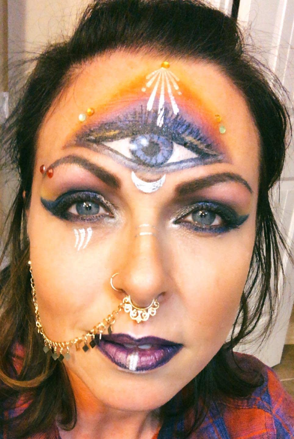 Honbay Body Jewelry Fake Septum Ring Non Piercing Nose Rings with Chain Nose to Ear Chain with Tassel (Gold)