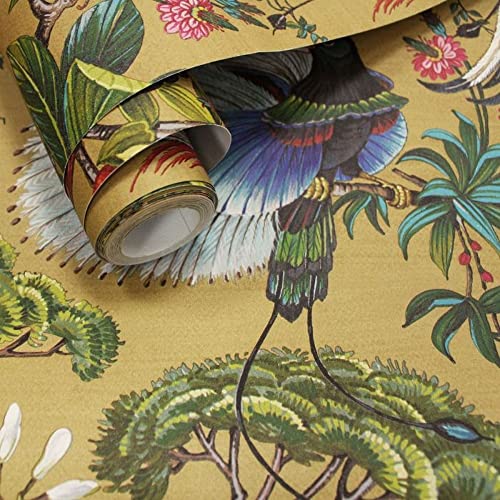Holden Outside in Songbird Bird Theme Oriental Tropical Wallpaper Feature Wall Bedroom Livingroom Plum Deep Purple 13150