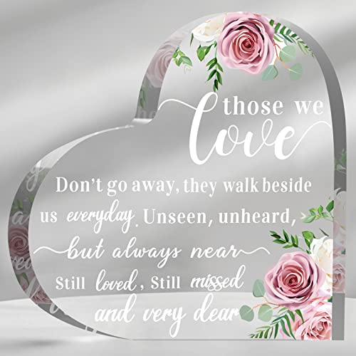 Sympathy Gift Bereavement Gift Arylic Heart in Memorial of loved one gifts, Loss of Father, Loss of Mother Condolence Gift for Table Remembrance Decorations(6 x 6 x 0.6 Inch)