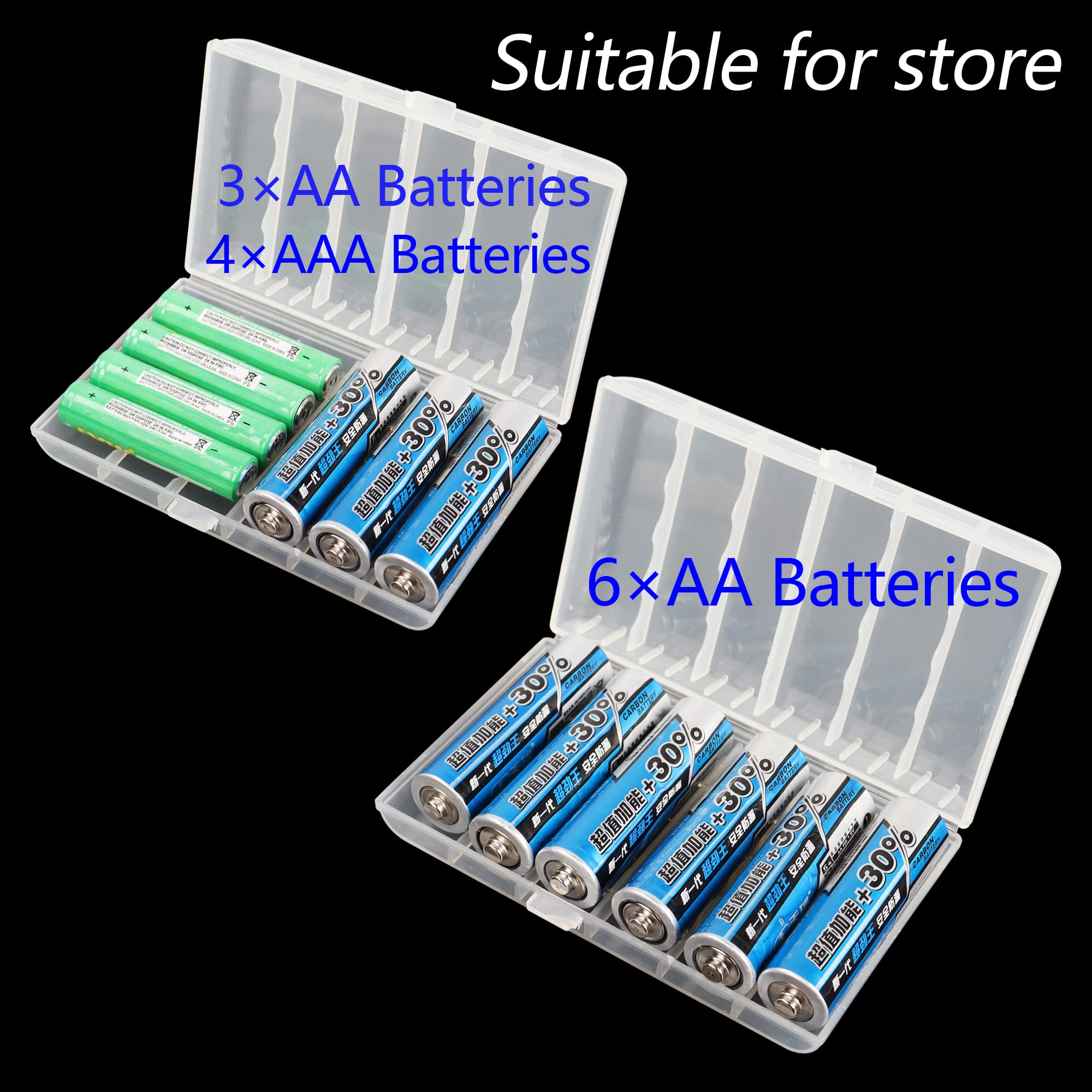 PNGKNYOCN AA/AAA Battery Storage Box ,Portable Battery Storage Case Holder Box Holds 6 AA Batteries or 8 AAA Batteries(4-Pack)