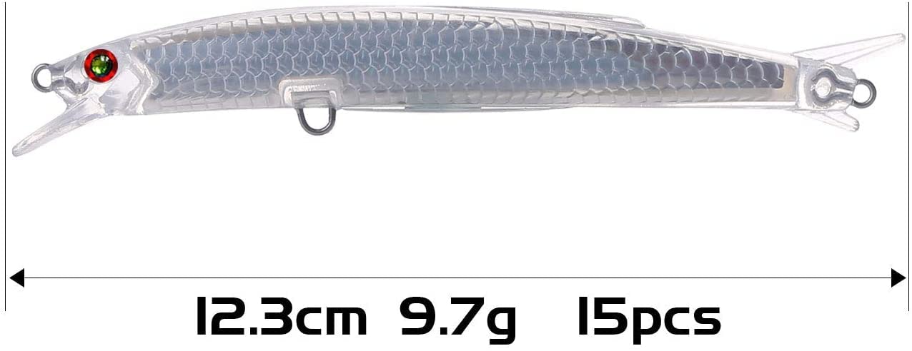 LSPAR Unpainted Fishing Lures Blank Minnow Crankbaits Unpainted Lure Blanks Top Water Unpainted baits 15Pcs