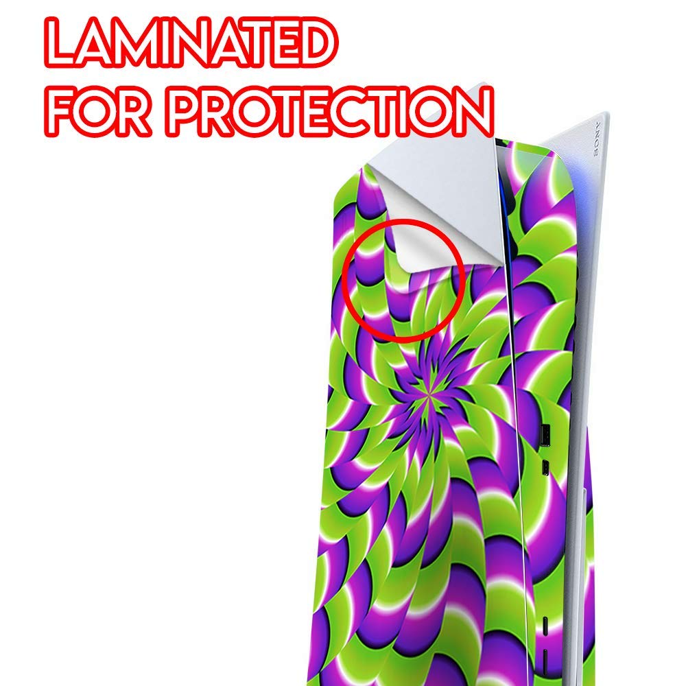ITS A Skin Skins Compatible with Sony Playstation 5 Console Disc Edition - Protective Decal Overlay Stickers wrap Cover - Trippy Psychedelic Motion Swirl