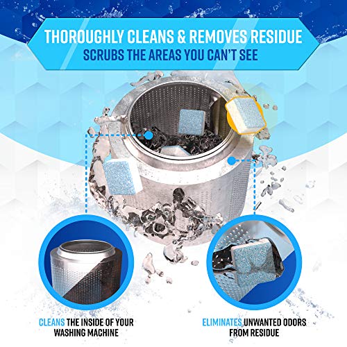 Washing Machine Cleaner Descaler 48 Pack - Value Size Deep Cleaning Tablets For HE Front Loader & Top Load Washer, Septic Safe Eco-Friendly Deodorizer, Clean Inside Drum And Laundry Tub Seal - 48 Count